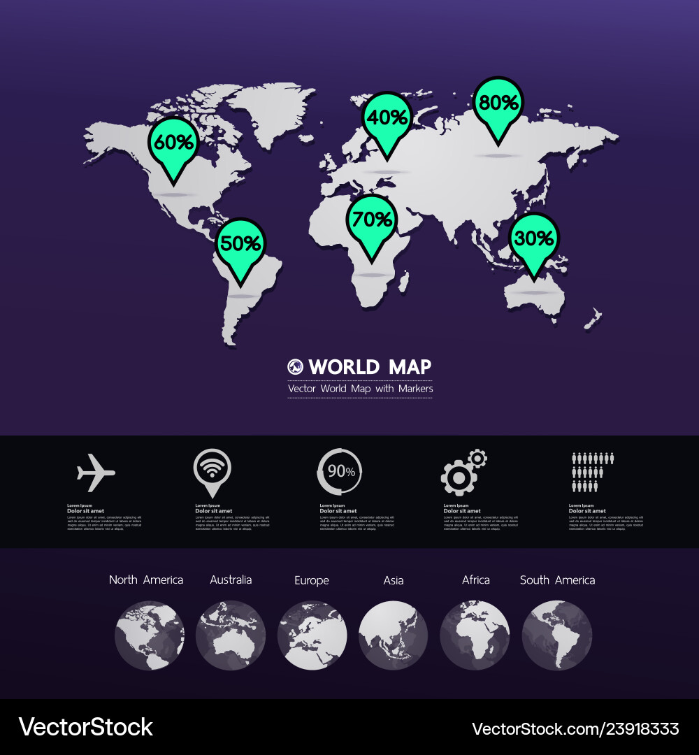 Grand world map graphic element Royalty Free Vector Image