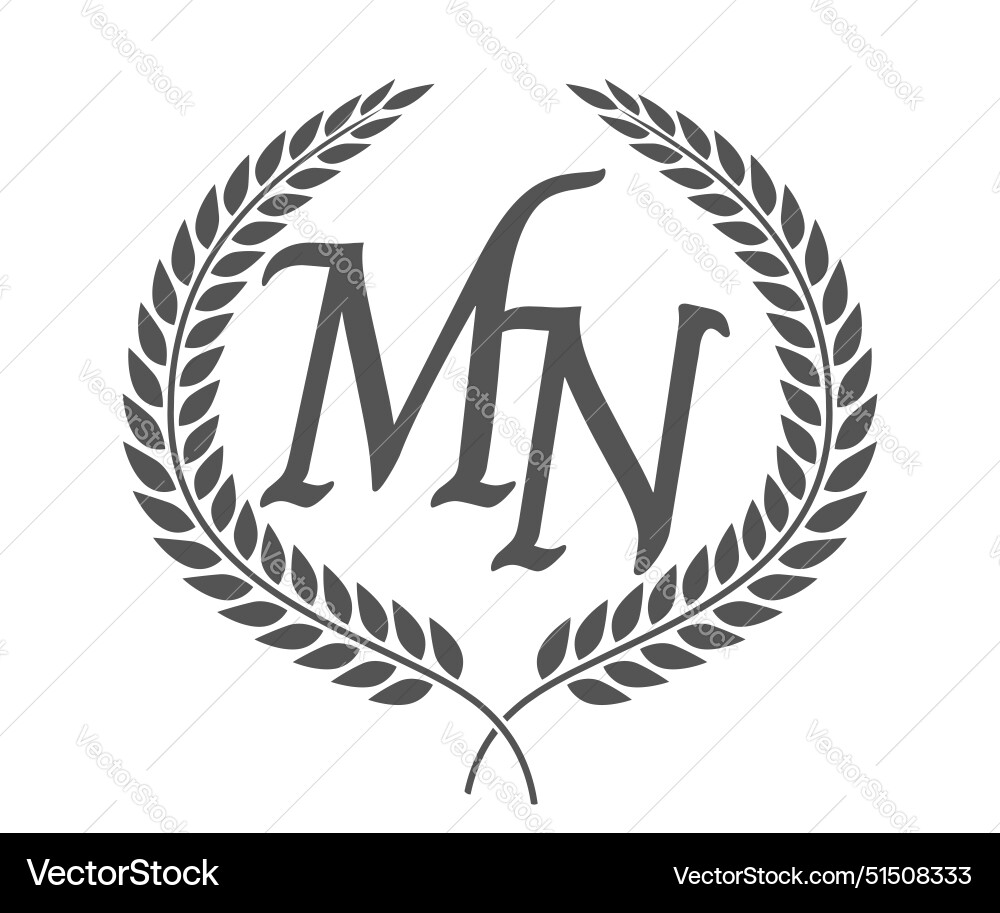 Initial letter m and n mn monogram logo design Vector Image