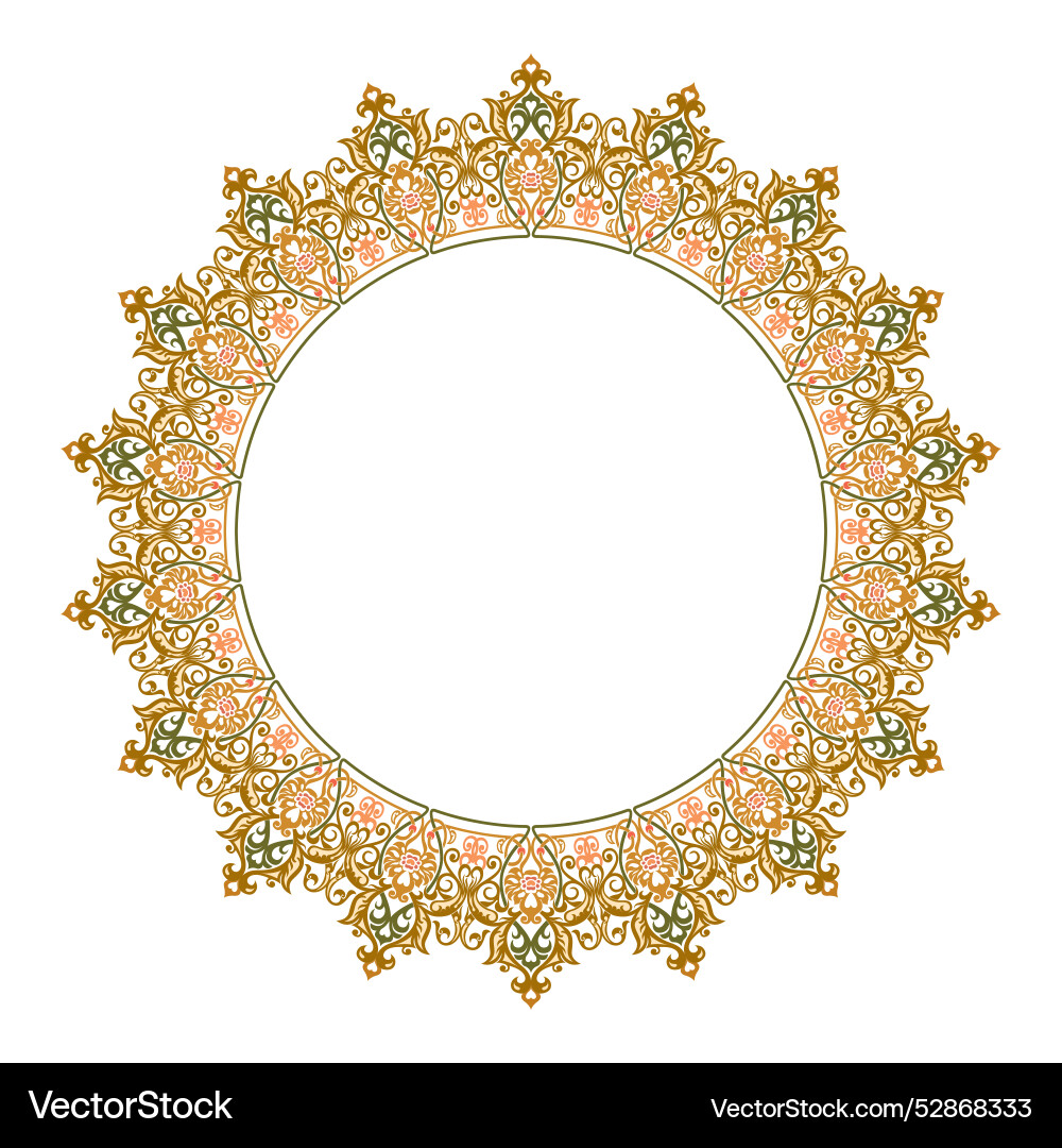 Islamic round floral frame ornament in oriental Vector Image