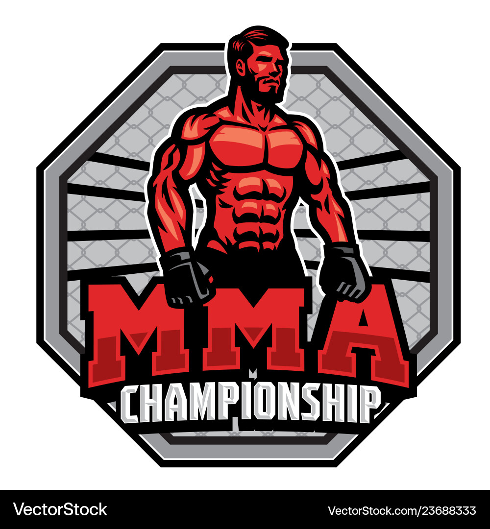 Mma championship badge design Royalty Free Vector Image