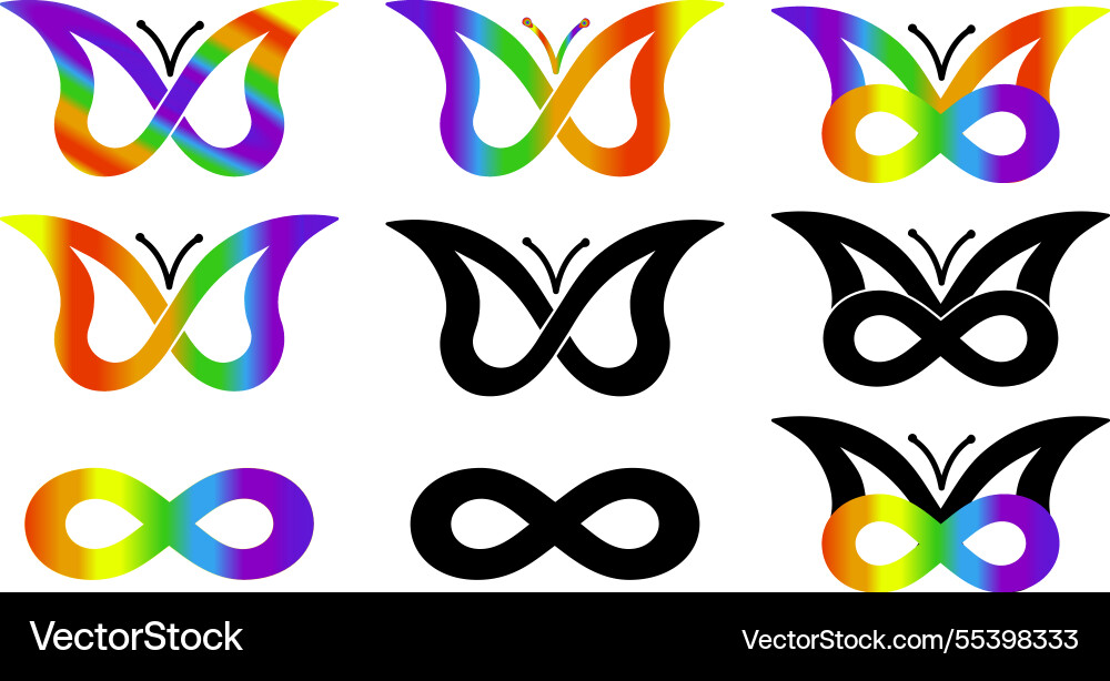 Neurodiversity adhd and autism set signs isolated Vector Image