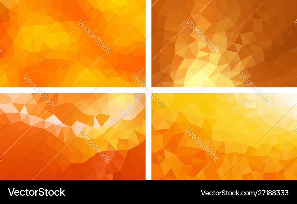Pack low poly background orange color Royalty Free Vector