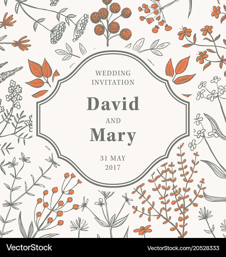 Wedding invitation template Royalty Free Vector Image