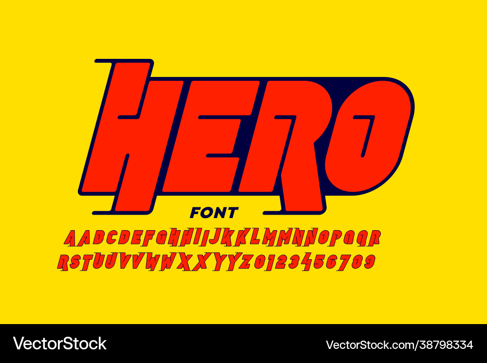 Comic book style superhero display font Royalty Free Vector
