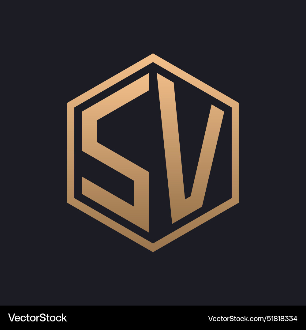 Elegant hexagon letter sv logo design initial Vector Image