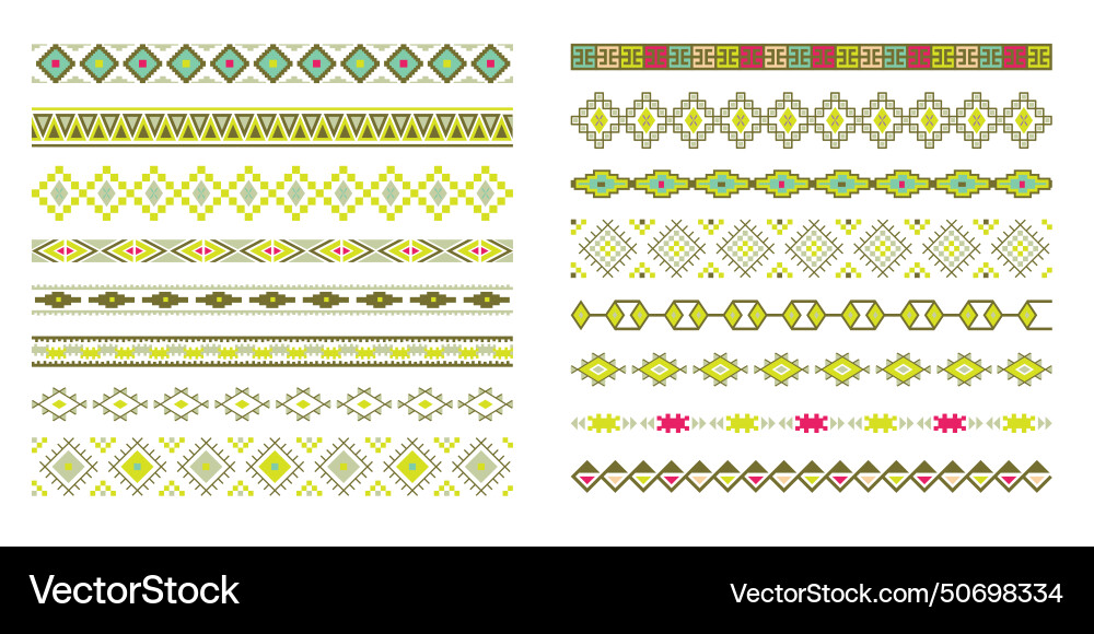 Ethnic borders set modular seamless Royalty Free Vector