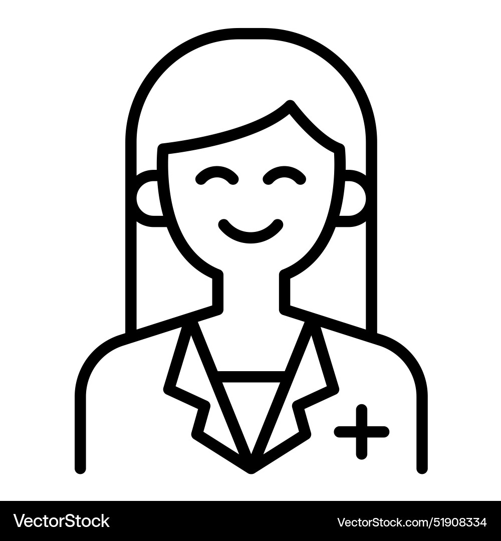 Female doctor icon in thin line style graphic Vector Image