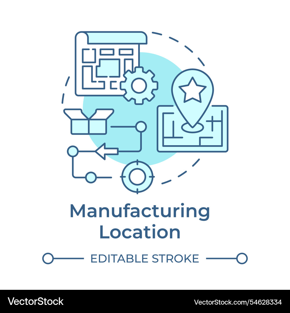 Manufacturing location light blue concept icon Vector Image