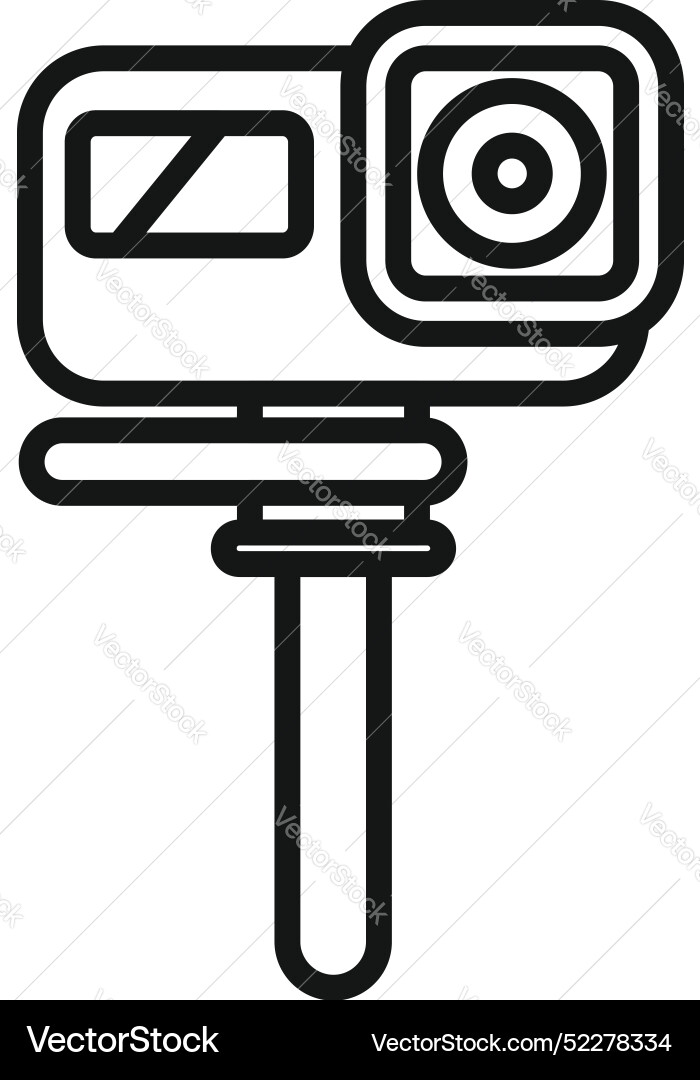 Modern action camera standing on a monopod Vector Image