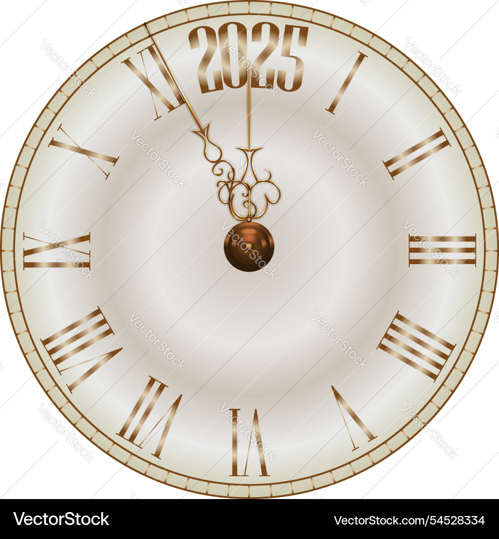 New Year 2025 Clock - Festive Countdown Royalty Free Vector