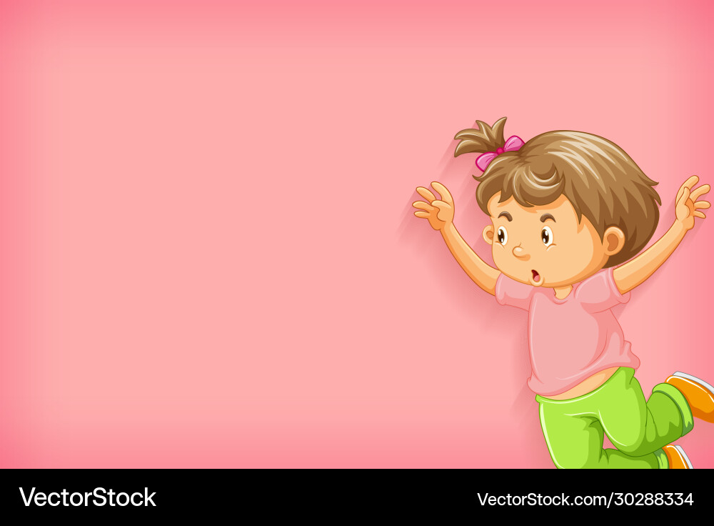 Plain background with little girl jumping Vector Image