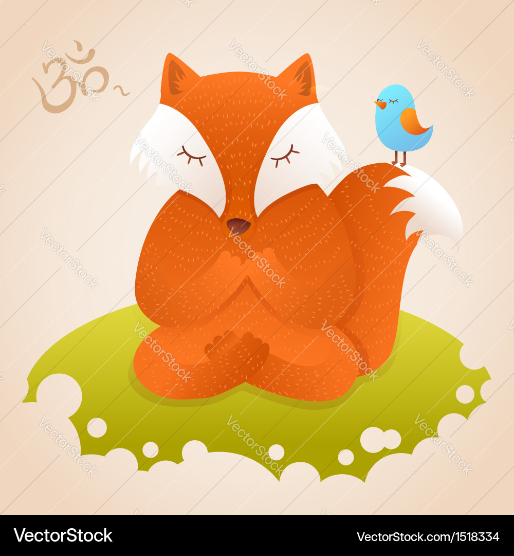 Relaxing Fox in Lotus Pose Royalty Free Vector Image