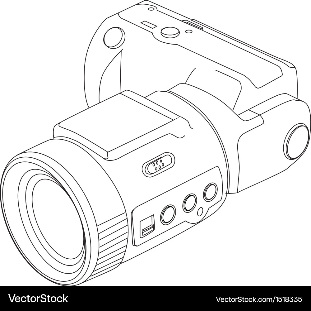 Camera line drawing Royalty Free Vector Image - VectorStock