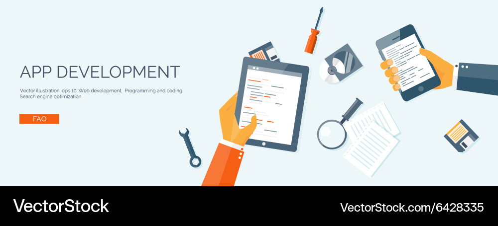 Flat header programming Royalty Free Vector Image