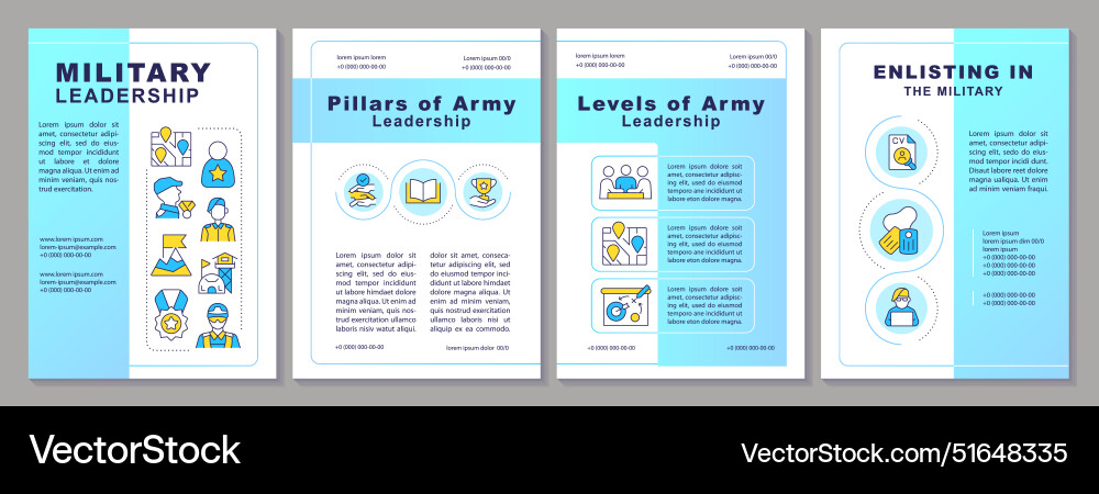 Military leadership brochure template Royalty Free Vector