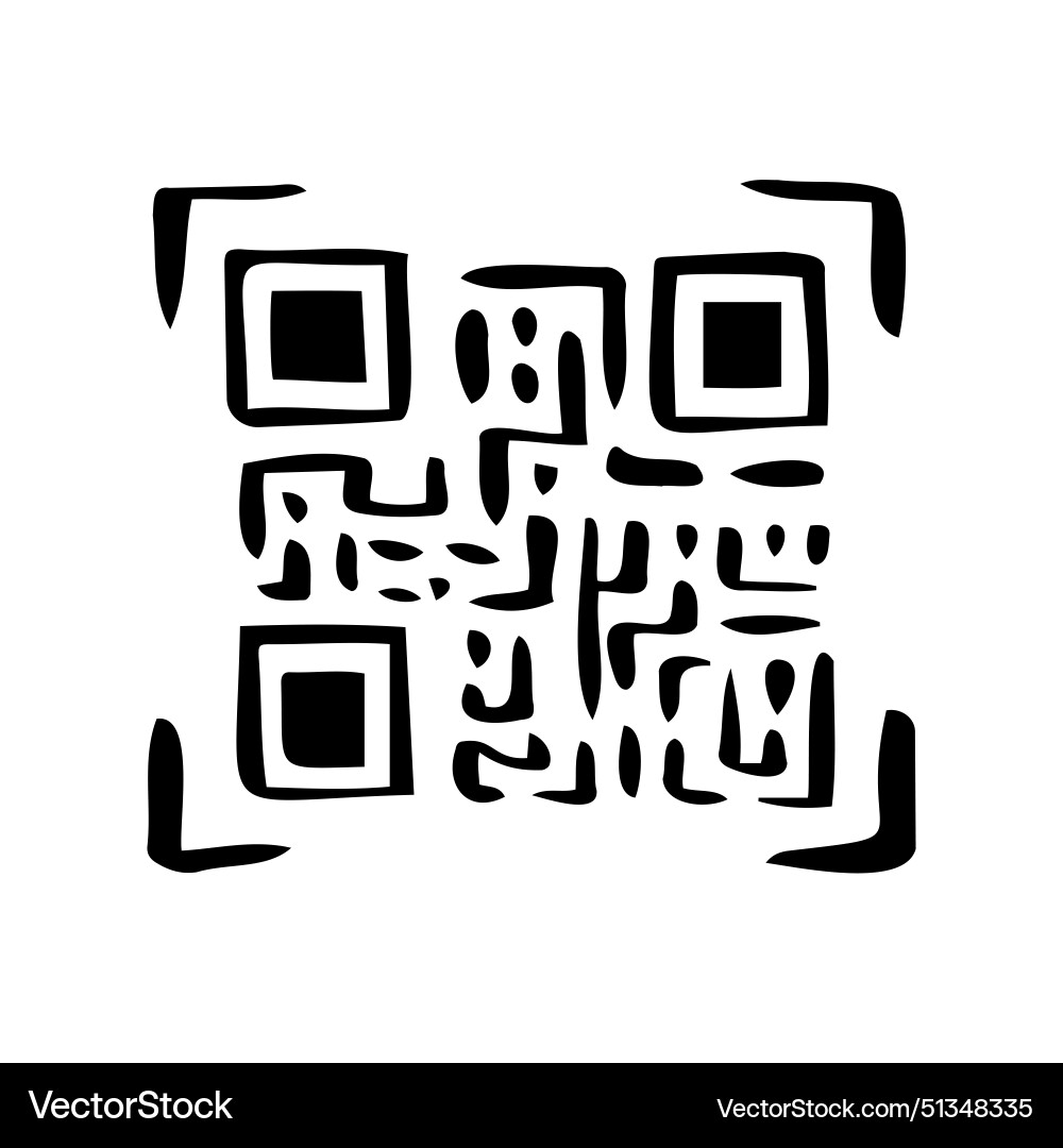 Qr code doodle hand drawn icon marketing Vector Image