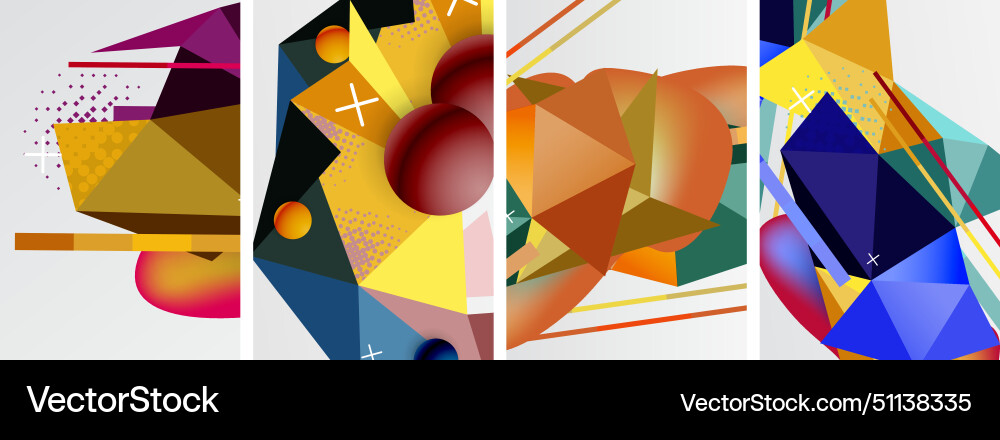 Vibrant geometric shapes create a captivating Vector Image