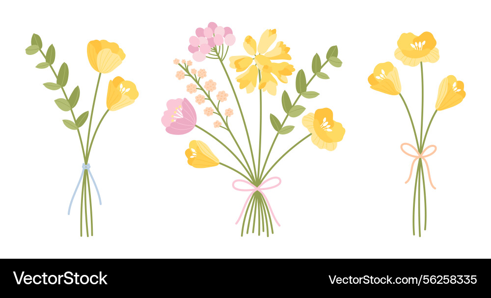 Wildflower Bouquet Set Royalty Free Vector Image