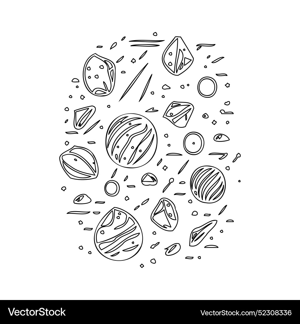 Asteroids outline sketch Royalty Free Vector Image