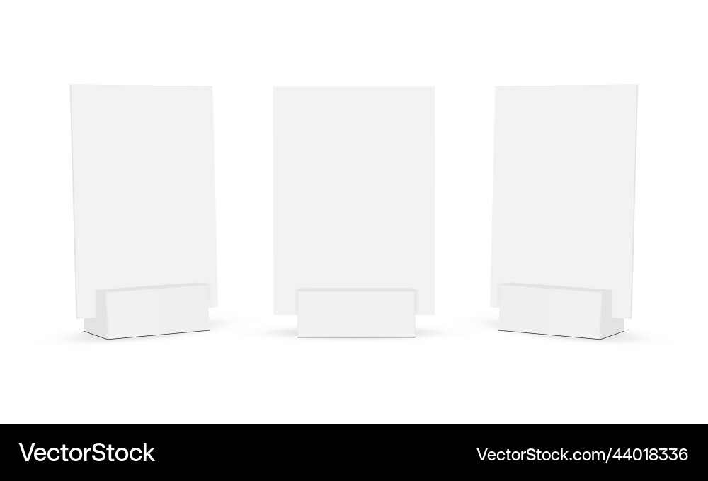 Blank table tent mockup front and side view Vector Image