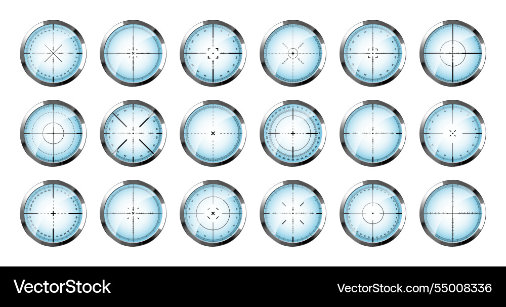 Chrome weapon sights sniper rifle optical scopes Vector Image