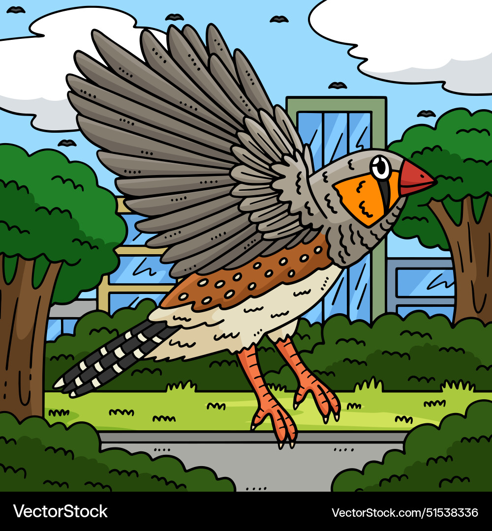 Finch bird colored cartoon Royalty Free Vector Image