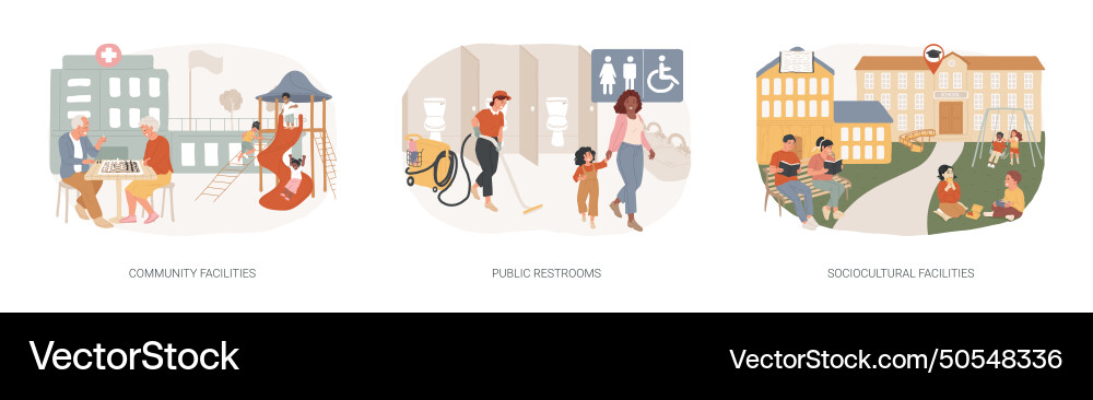 Public places isolated concept Royalty Free Vector Image