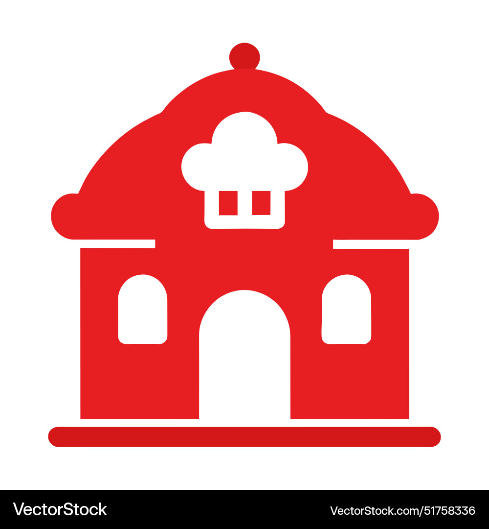 Red iconic restaurant flat on white background Vector Image