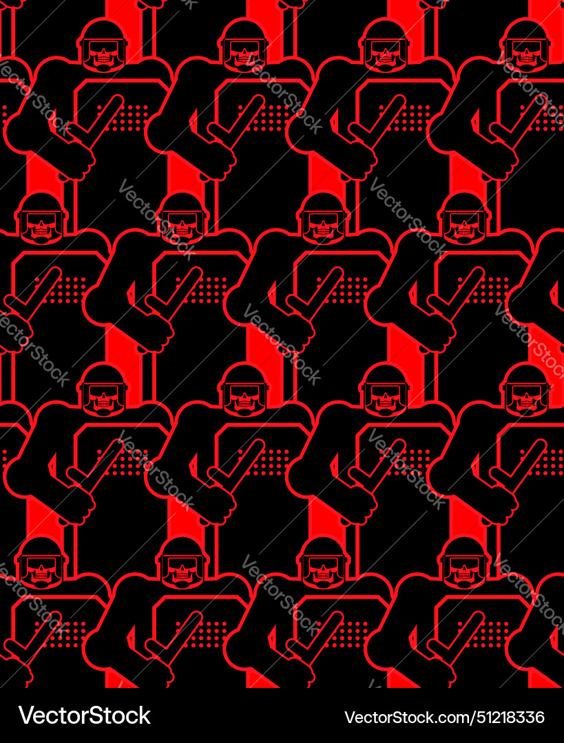 Skeleton riot police pattern seamless skull Vector Image