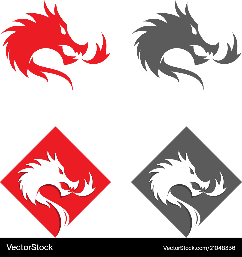 Square fire dragon Royalty Free Vector Image - VectorStock