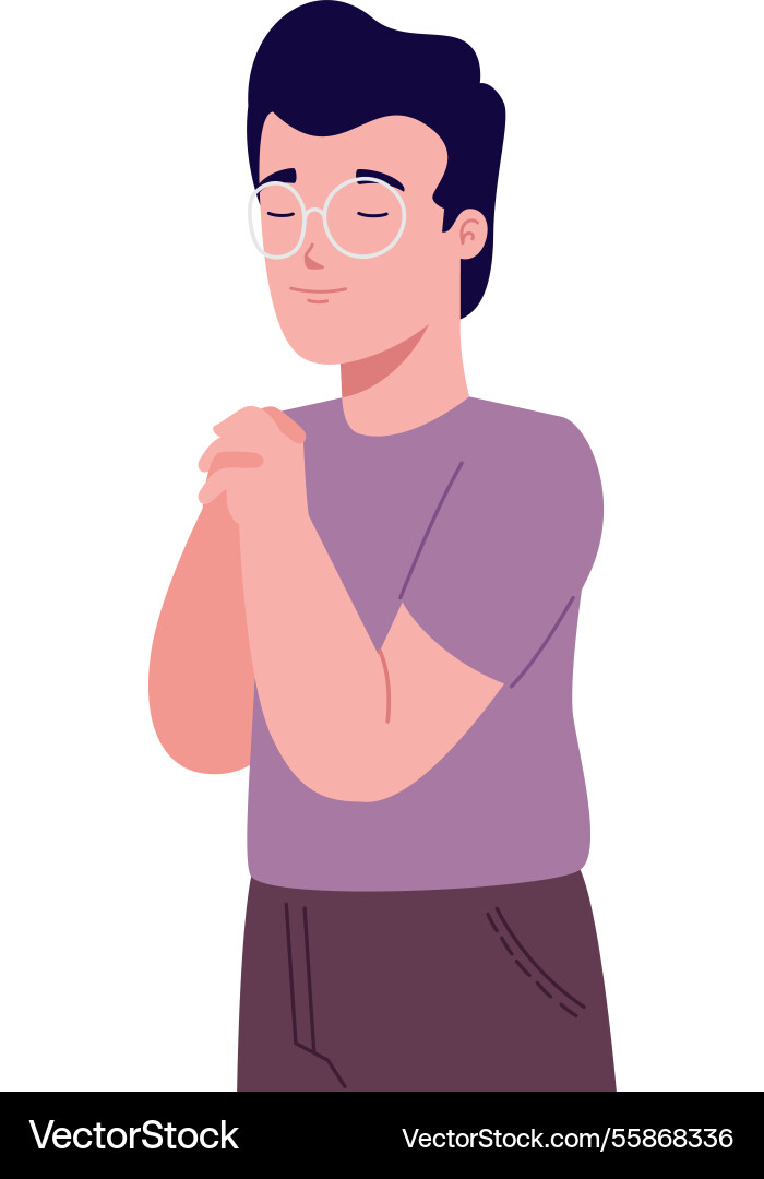 Student praying spiritual Royalty Free Vector Image