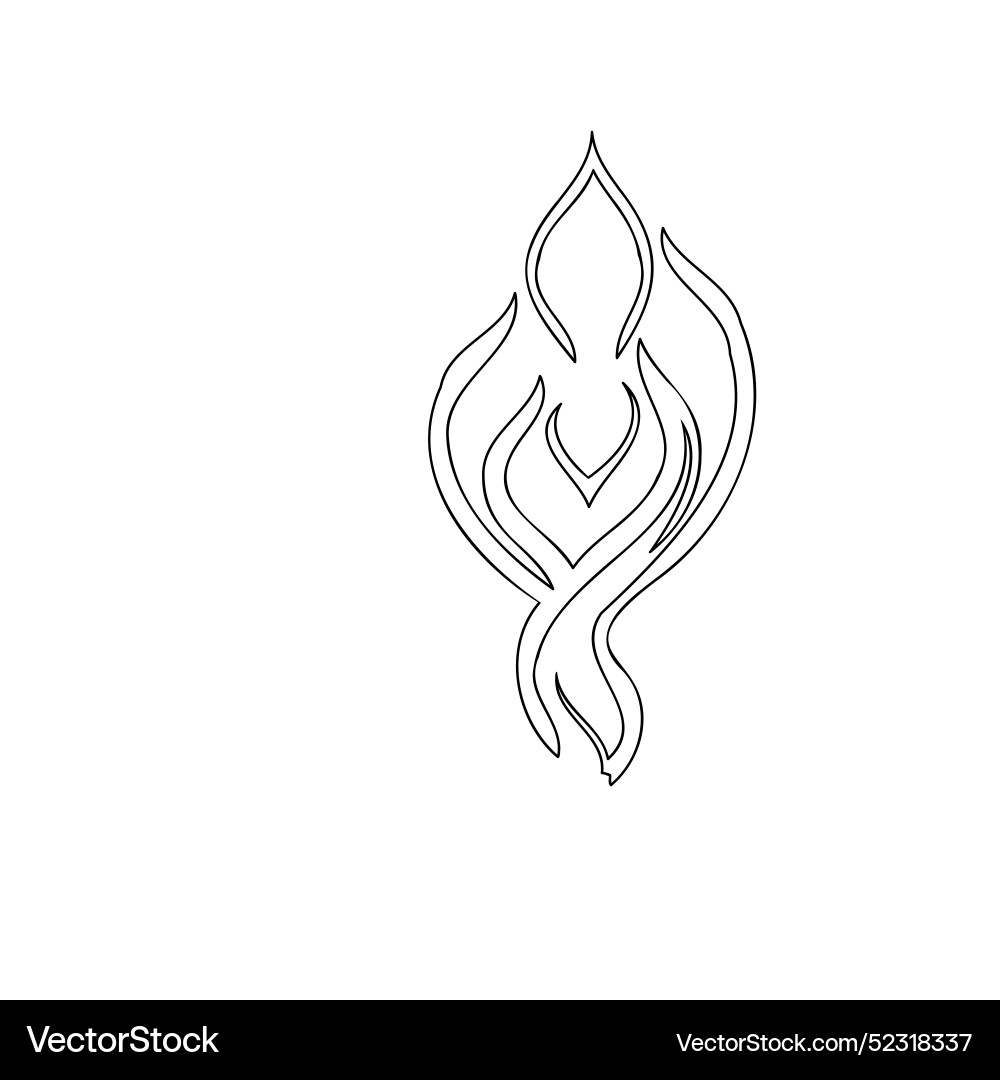 Candle flame fire heart outline sketch Royalty Free Vector