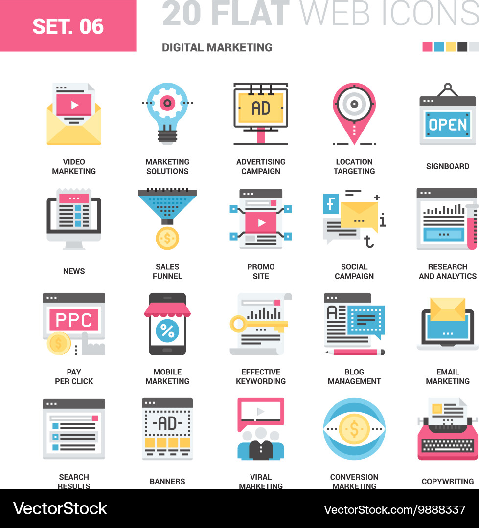 Digital Marketing Icon Set Royalty Free Vector Image