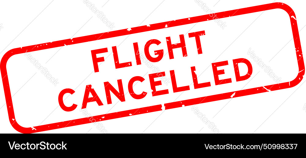 Grunge red flight cancelled word square rubber Vector Image