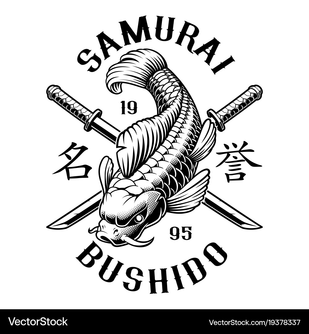 Koi Fish with Katana - Japanese Art Royalty Free Vector