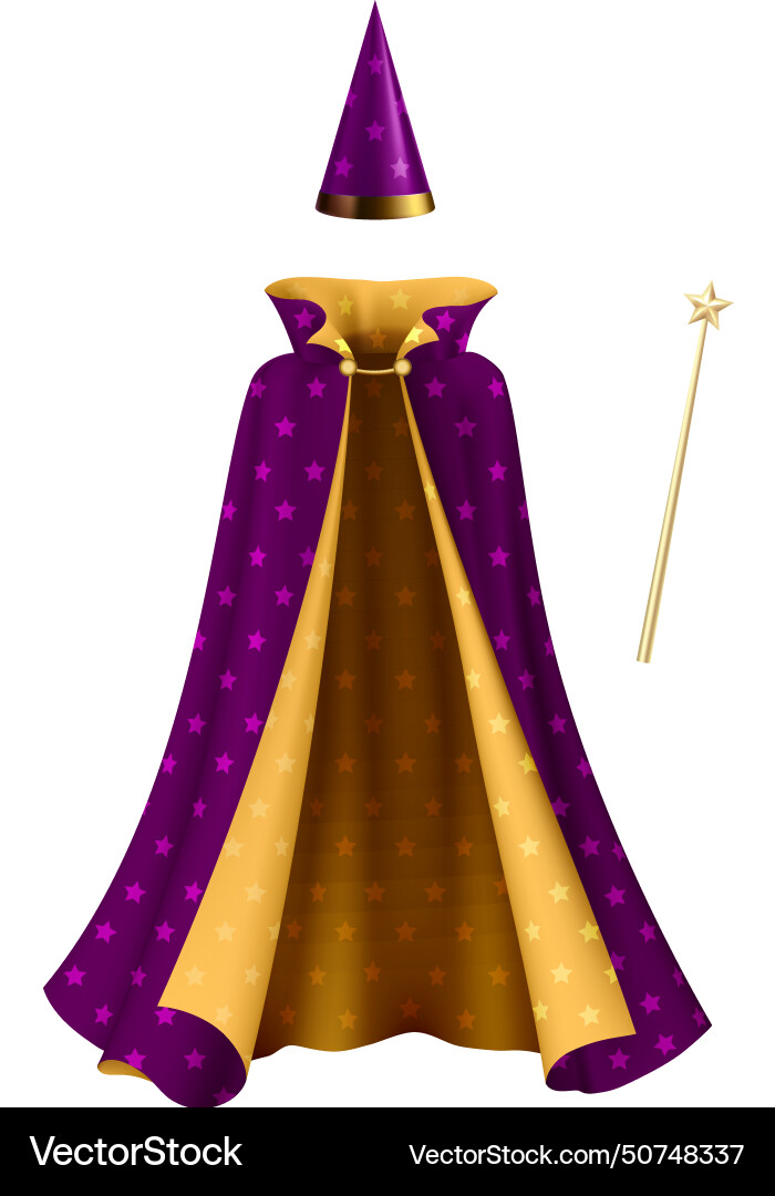 Magician clothes cap composition Royalty Free Vector Image