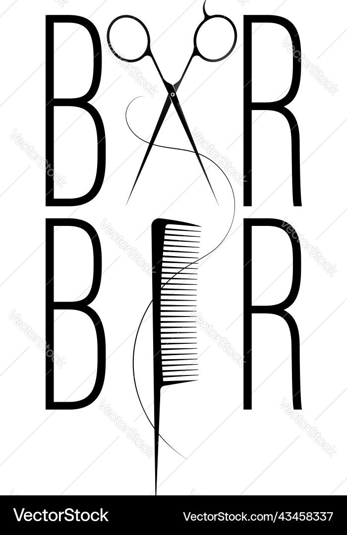 Scissors and comb design for barber Royalty Free Vector