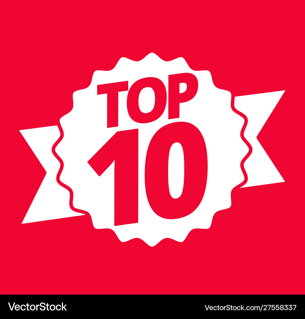 Top 10 best ten list red word on ribbon winner Vector Image