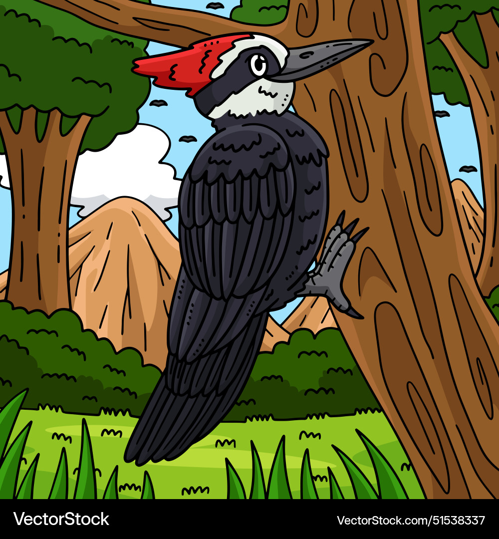 Woodpecker bird colored cartoon Royalty Free Vector Image