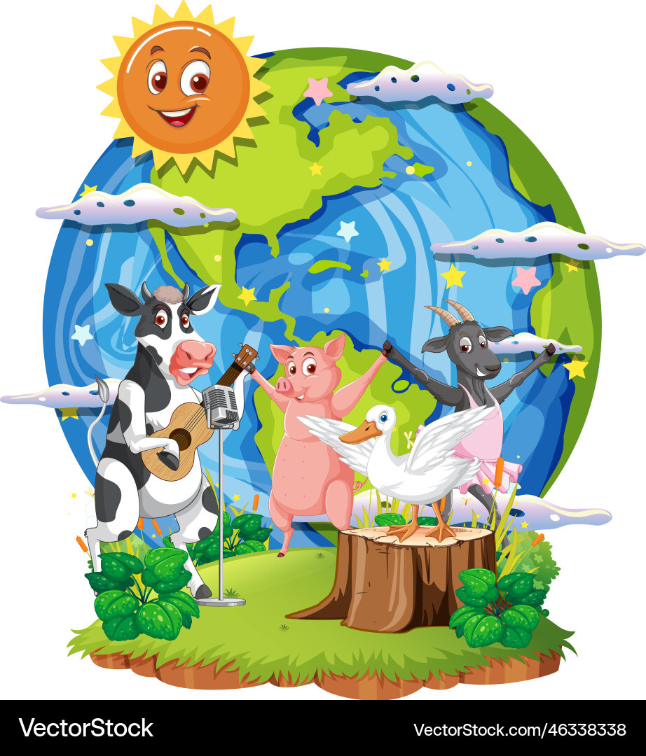 Animals on the planet earth Royalty Free Vector Image