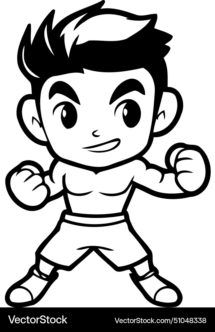 Boy boxer character cartoon isolated on white Vector Image