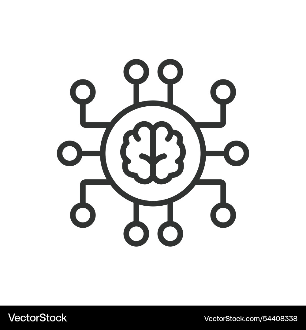 Brain center icon in line design Royalty Free Vector Image