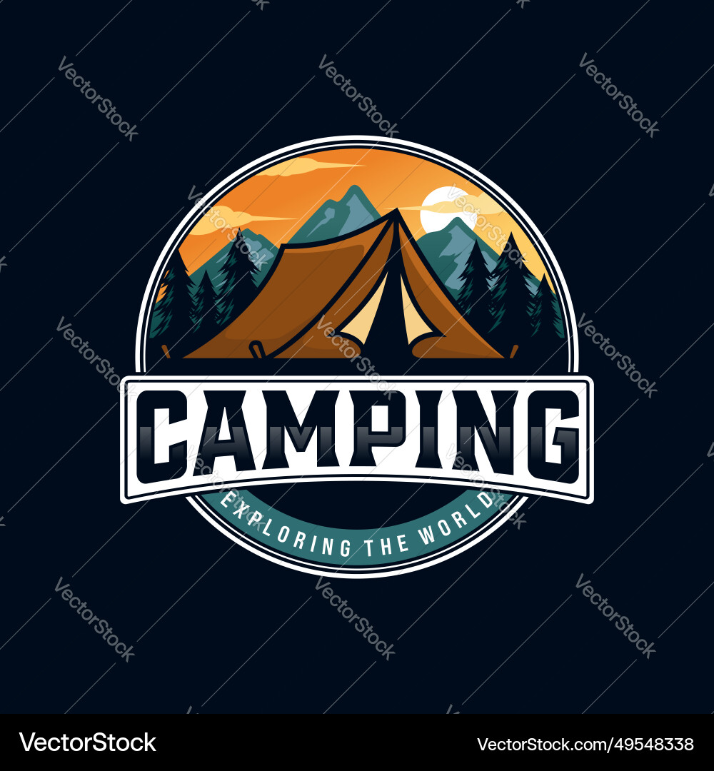 Camping and adventure logo badge Royalty Free Vector Image