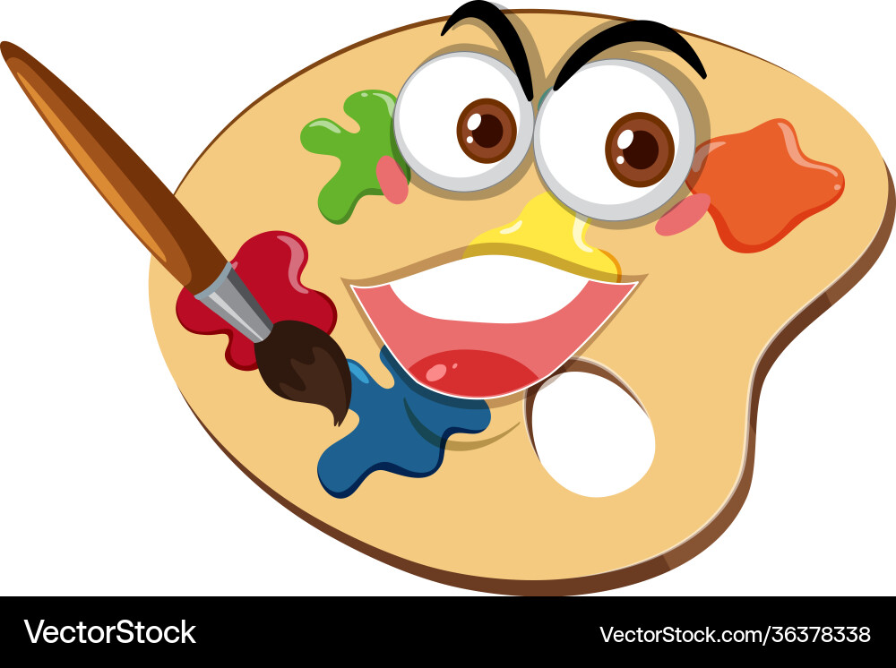 Cartoon Paint Palette with Face Royalty Free Vector Image