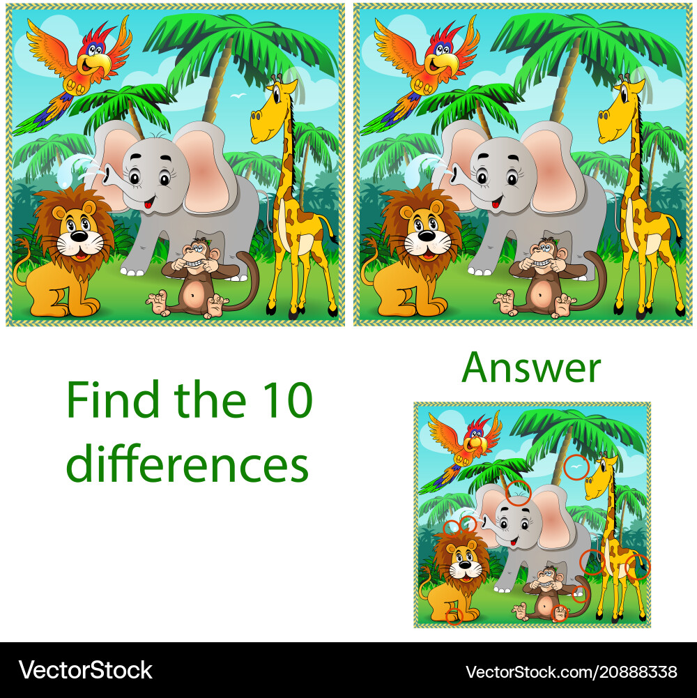 Children visual puzzle find ten differences Vector Image