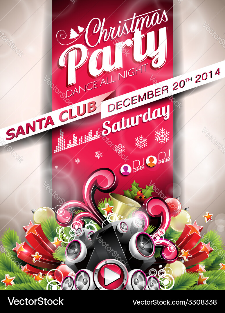 Christmas party design with holiday elements Vector Image