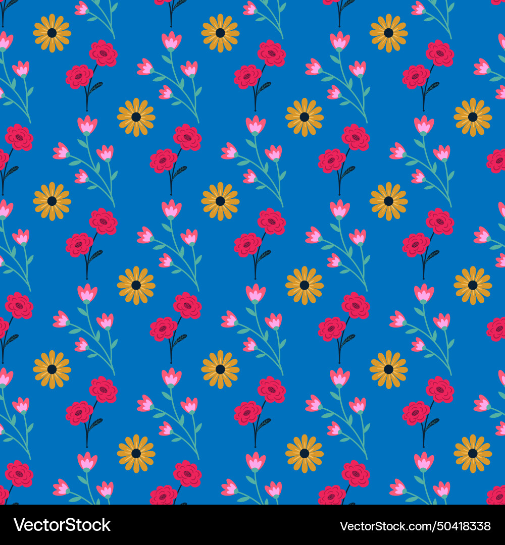 Color small flowers pattern with background Vector Image
