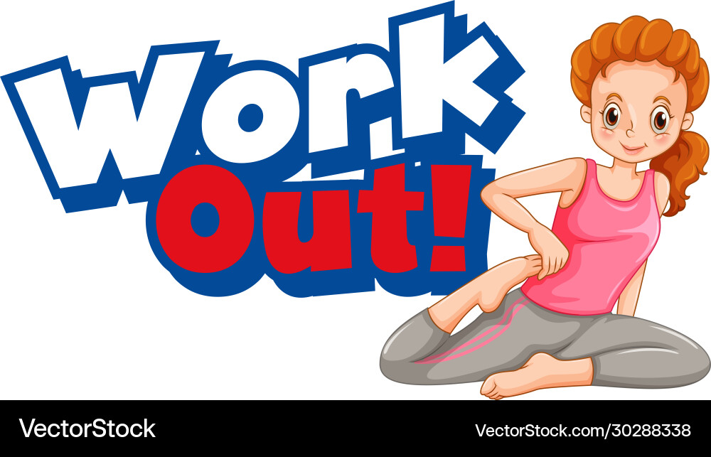 Font design for word work out with kid doing Vector Image