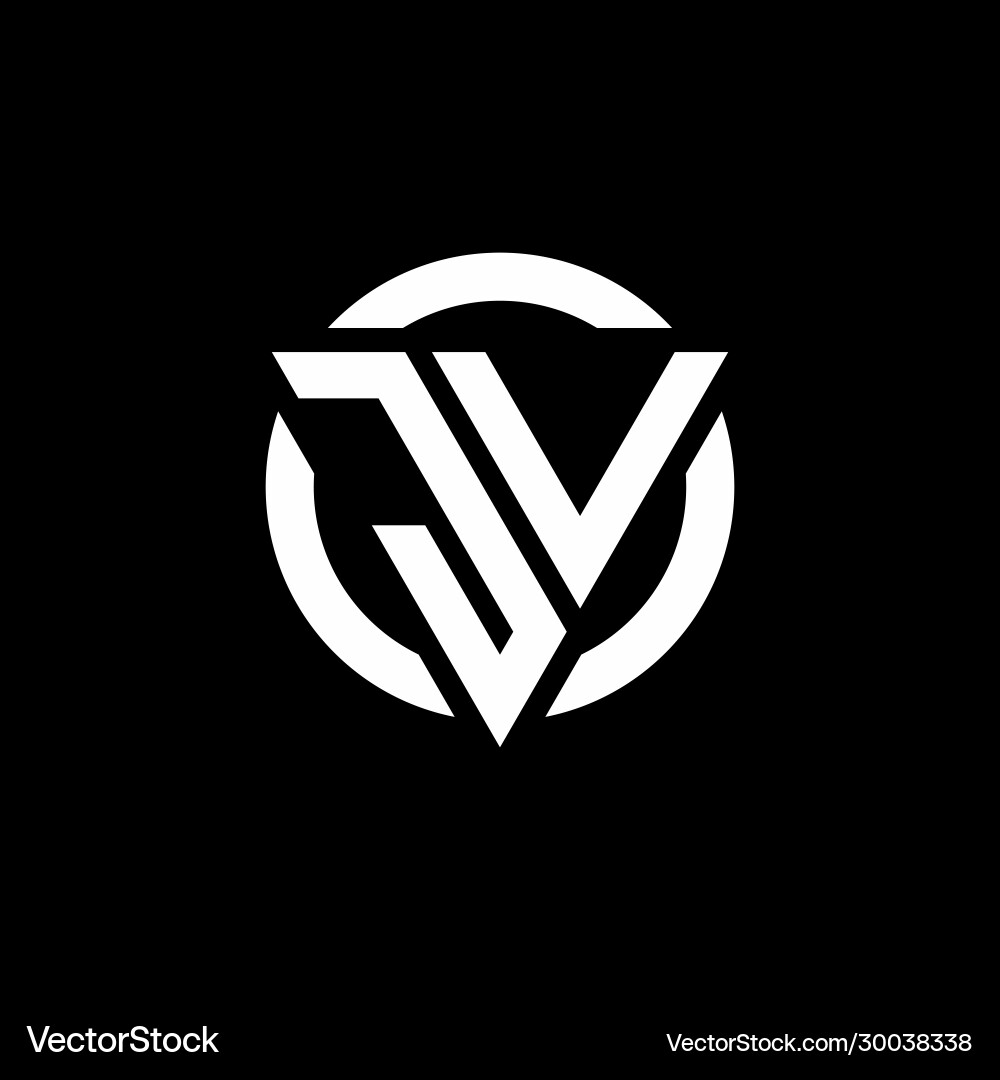 Jv logo with triangle shape and circle rounded Vector Image