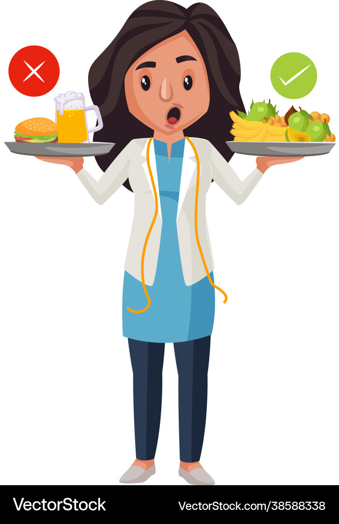 Lady nutritionist cartoon character Royalty Free Vector